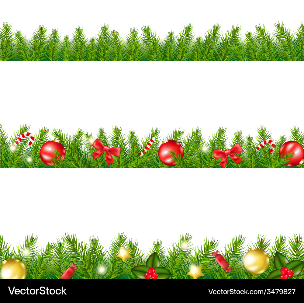 Christmas border with fir tree Royalty Free Vector Image