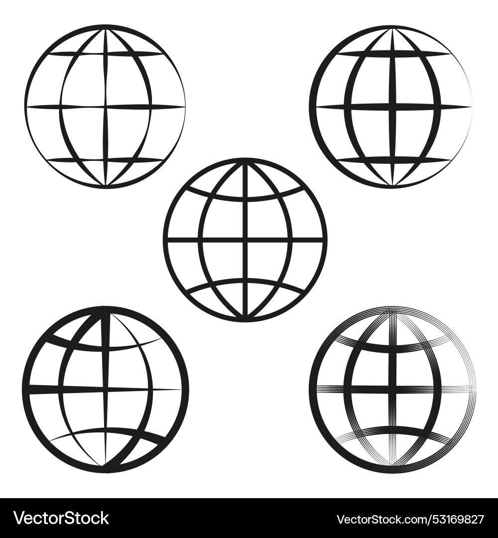 Globe icons set world map symbols eps 10 Vector Image