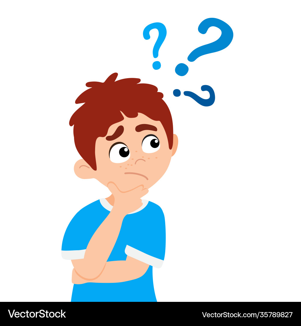 Little boy kid asking question flat style design Vector Image