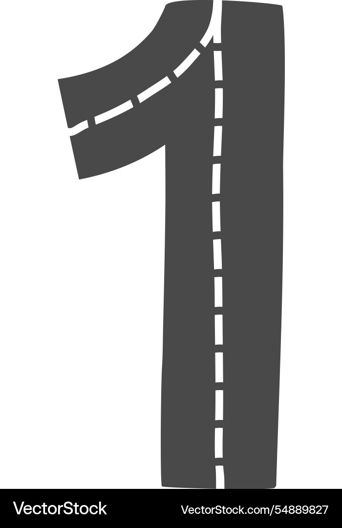 One digit road alphabet kids Royalty Free Vector Image