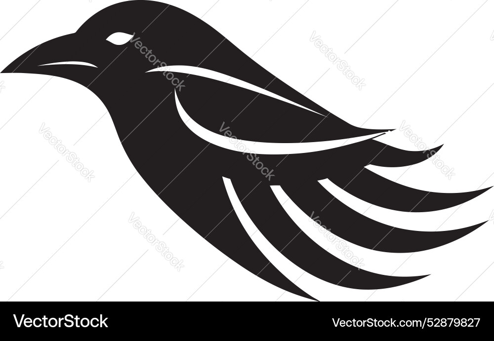 Raven symbol crow silhouette geometric logo Vector Image