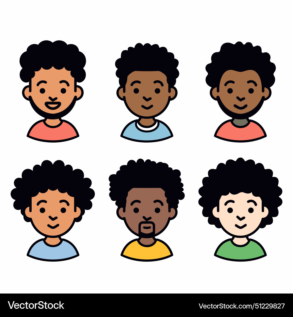 Six diverse cartoon faces african personalities Vector Image