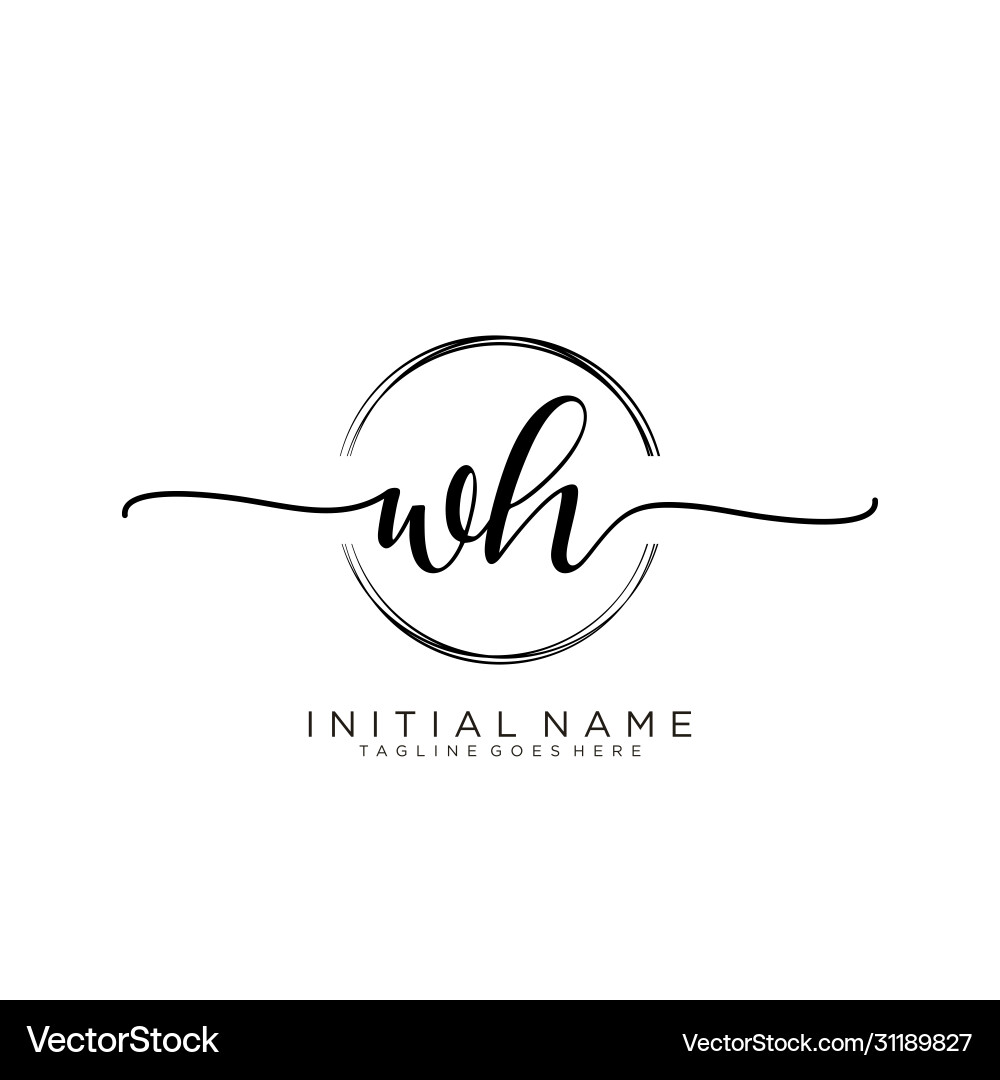 W h initial handwriting logo with circle template Vector Image