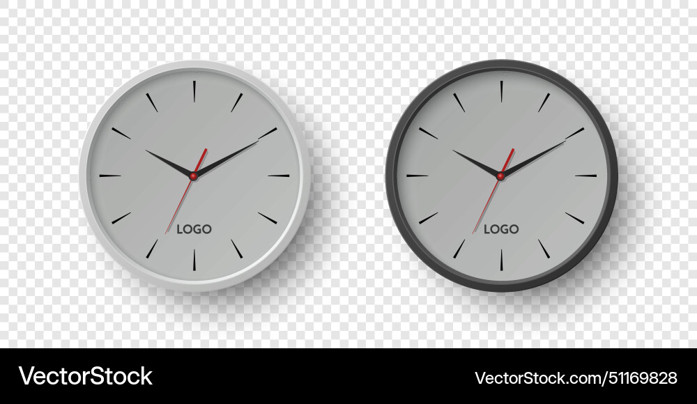 3d realistic round wall office clock set Vector Image