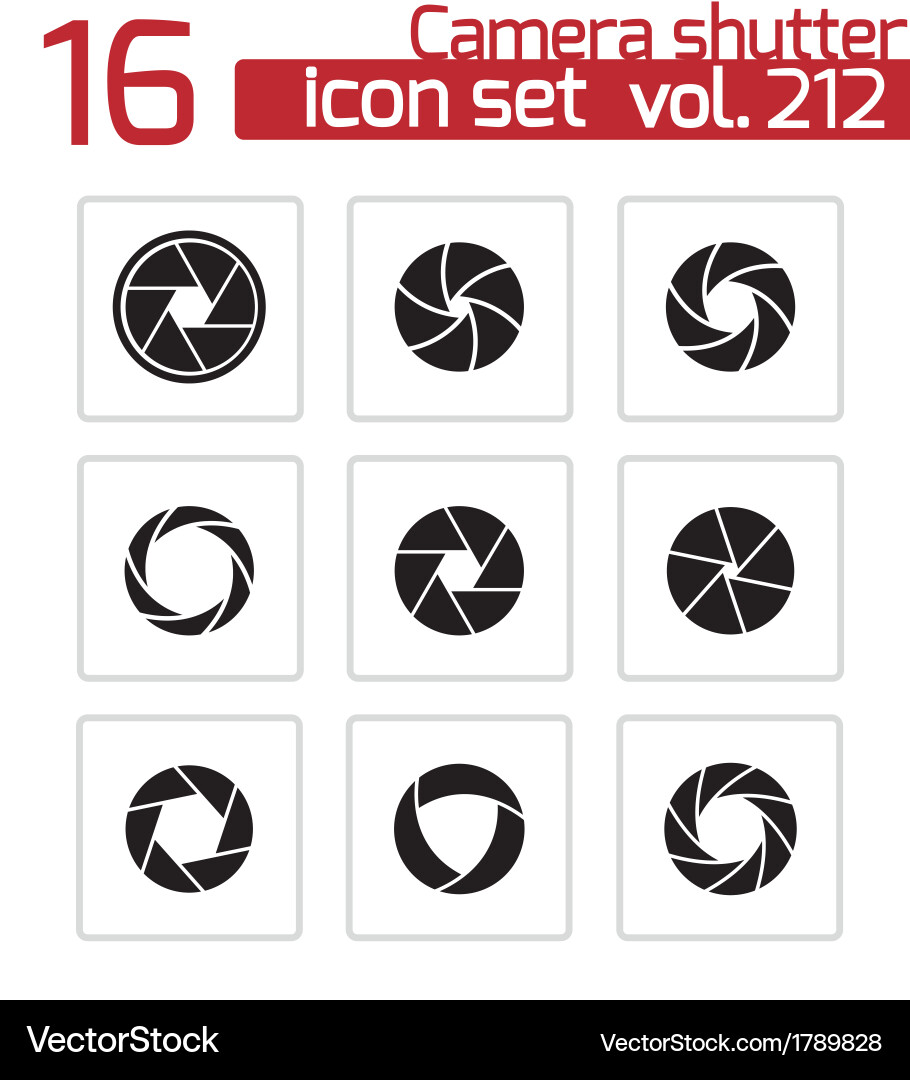 Black Camera Shutter Icons Royalty Free Vector Image
