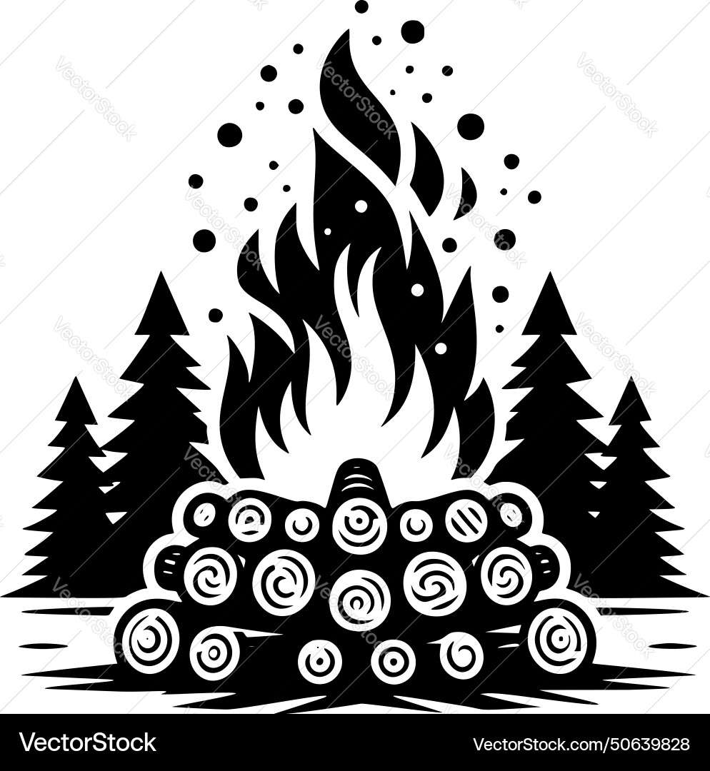 Campfire silhouette Royalty Free Vector Image - VectorStock