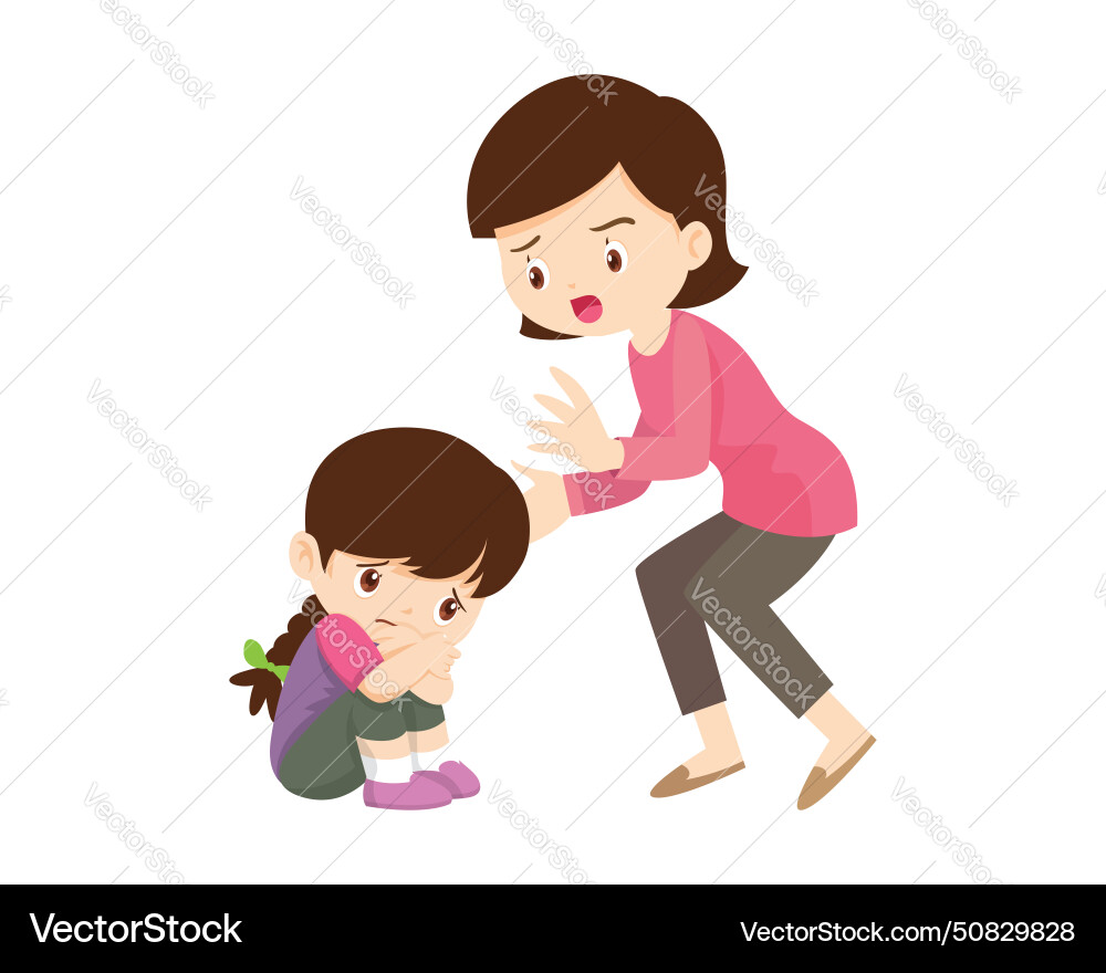 Comforting sad children with parent 3 Royalty Free Vector