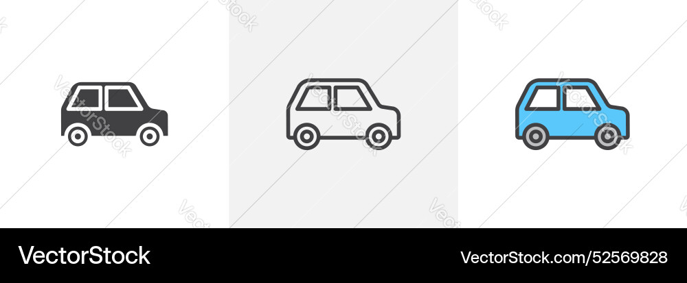 Compact car icon set on white background Vector Image