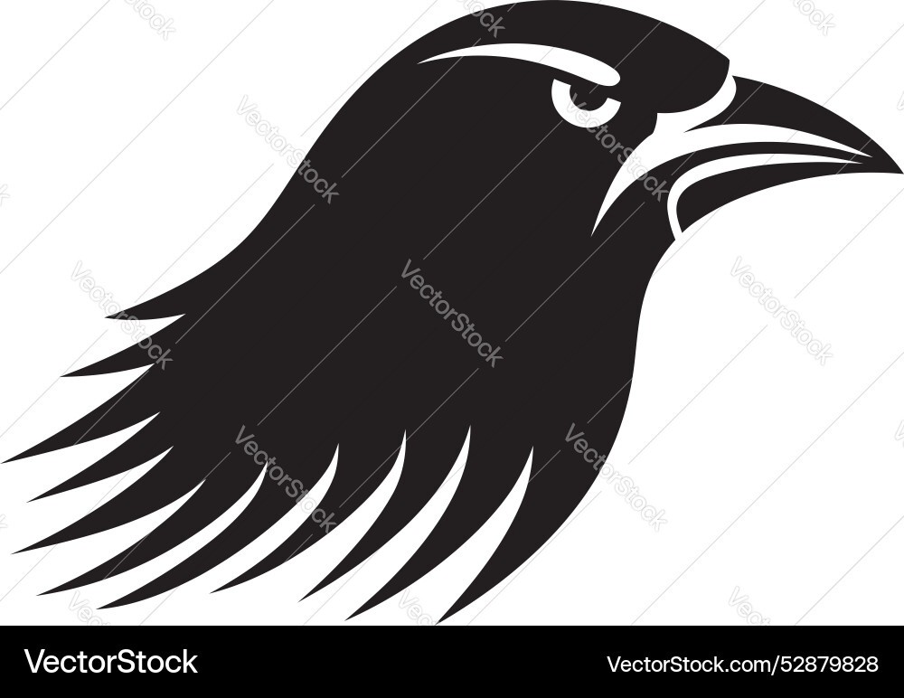 Crow silhouette geometric logo sleek bird iconic Vector Image