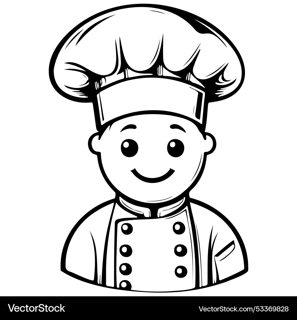 Engrave chef hat drawing line head art black Vector Image