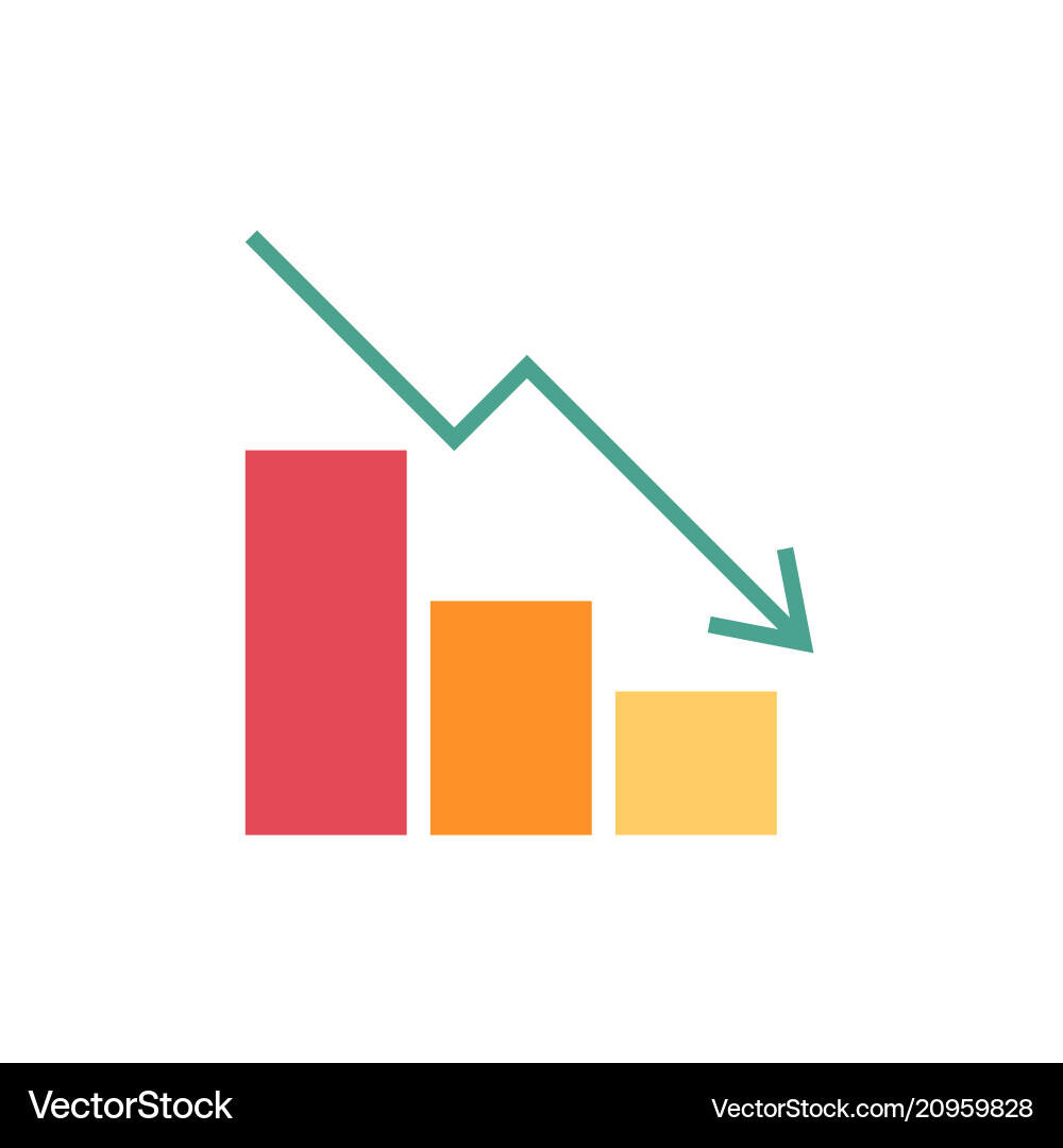 Falling chart flat icon Royalty Free Vector Image