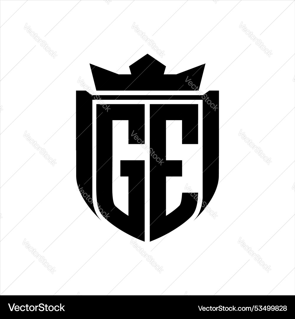 Ge logo with shield shape geeometric crown Vector Image