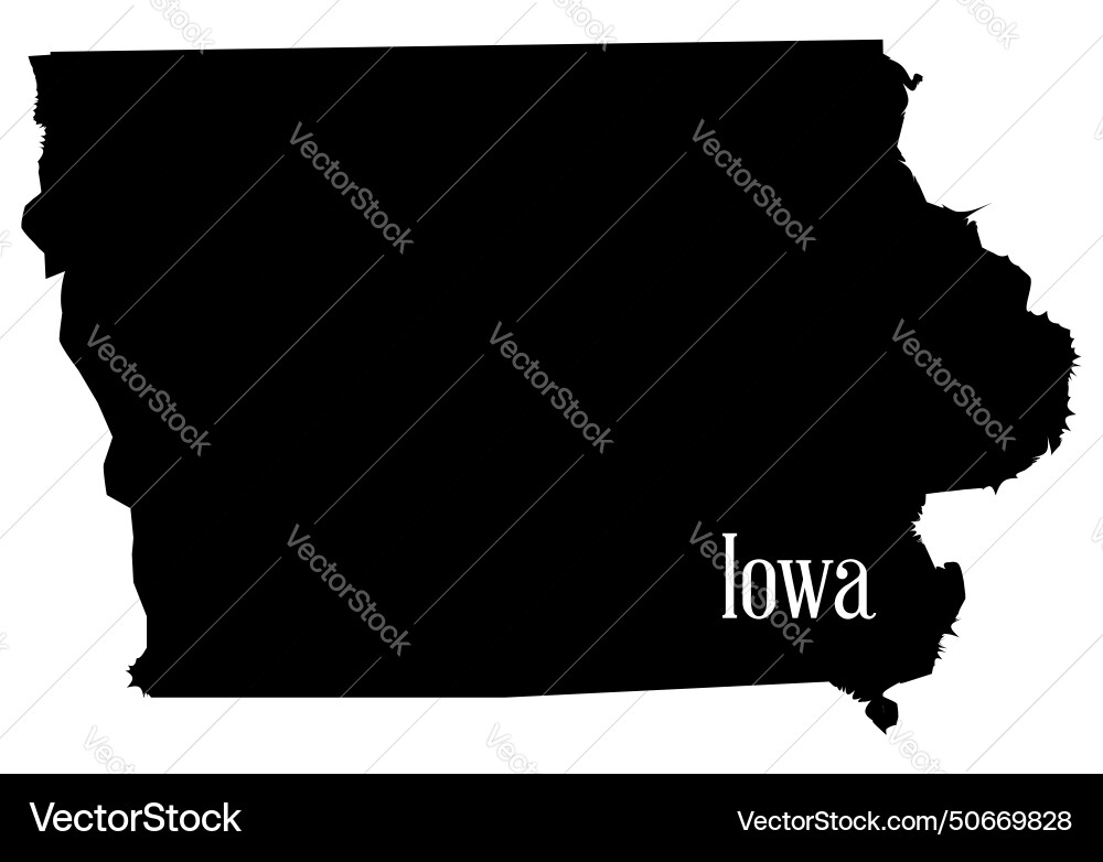 Iowa state silhouette map Royalty Free Vector Image