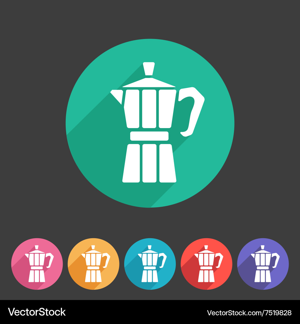 Italian coffee maker moca icon flat web sign Vector Image