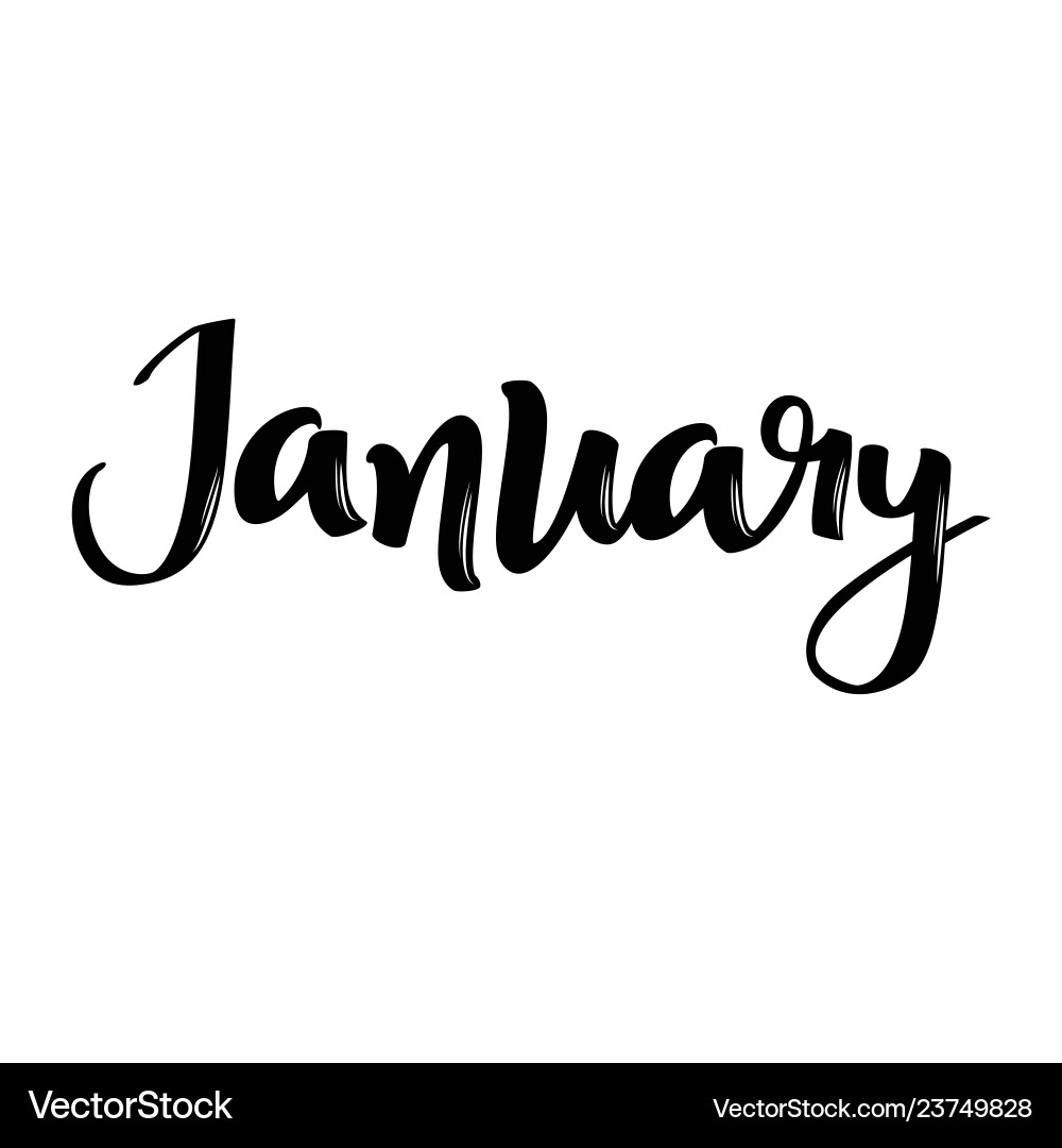 January month name handwritten calligraphic word Vector Image
