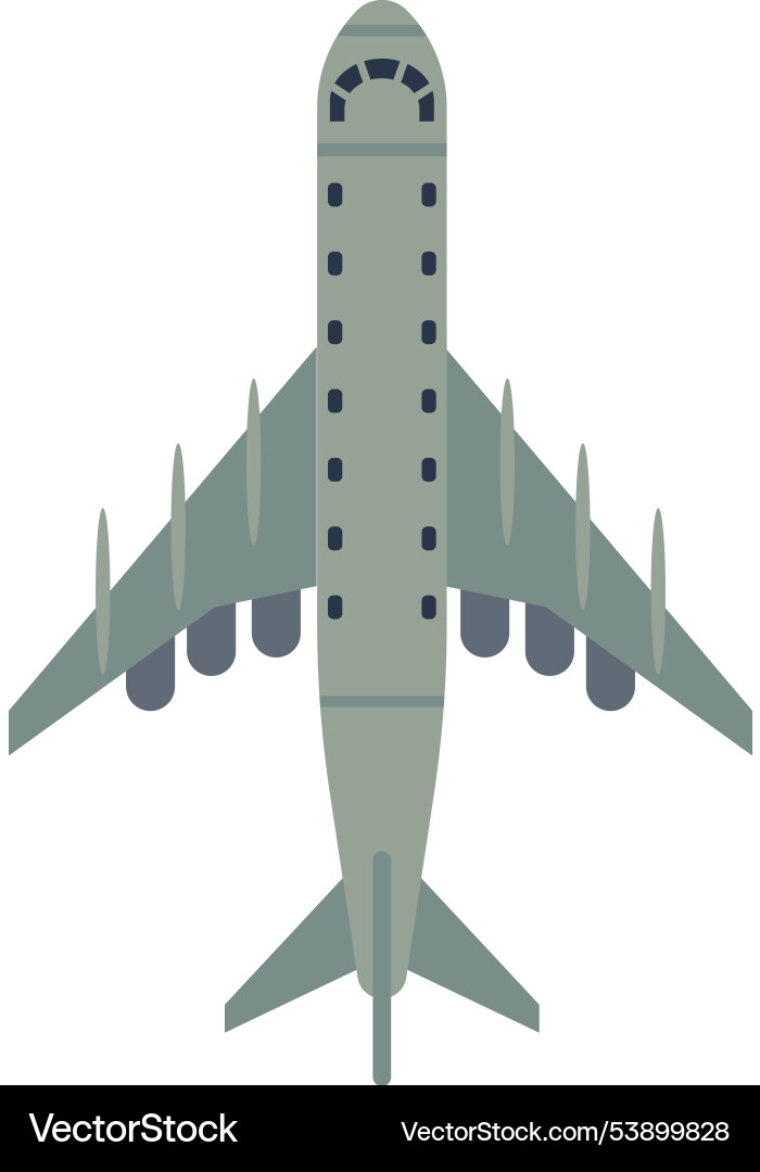 Jet plane top view military icon Royalty Free Vector Image