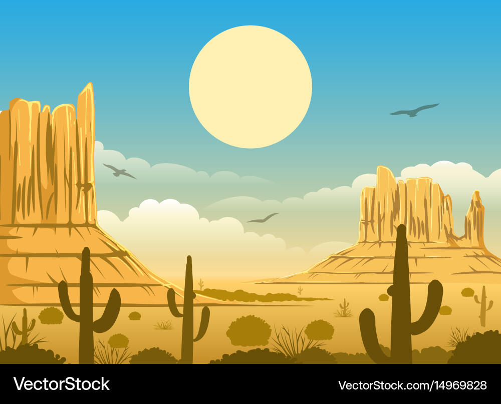 Mexican desert sunset background Royalty Free Vector Image