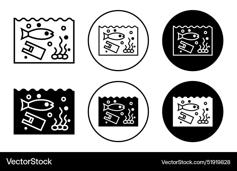 Ocean pollution icon collection of outline thin Vector Image