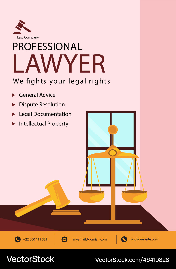 Professional lawyer flyer design Royalty Free Vector Image