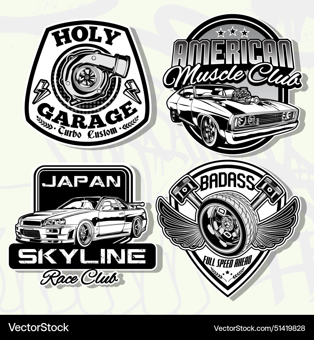 Racing car logo badge 2 Royalty Free Vector Image