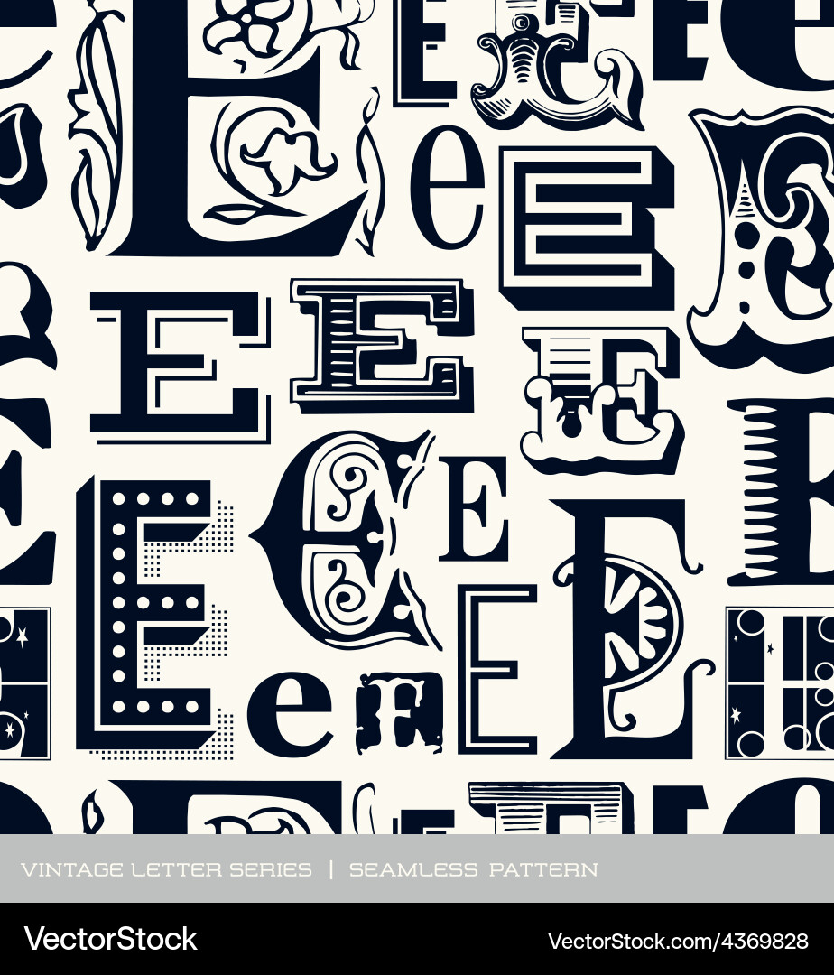 Seamless vintage pattern letter e Royalty Free Vector Image