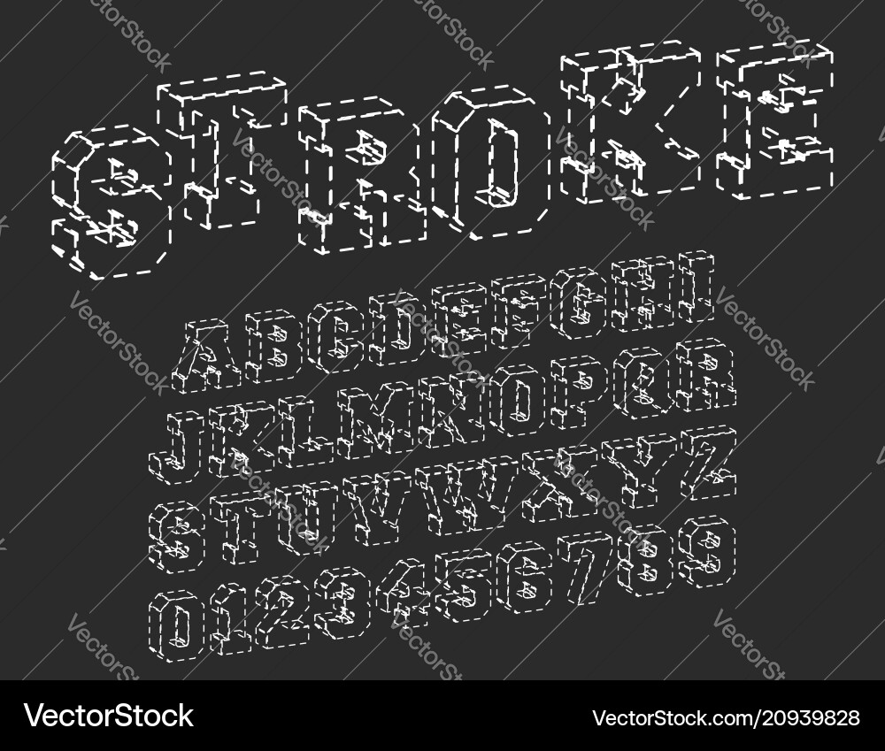 Stroke alphabet font template Royalty Free Vector Image