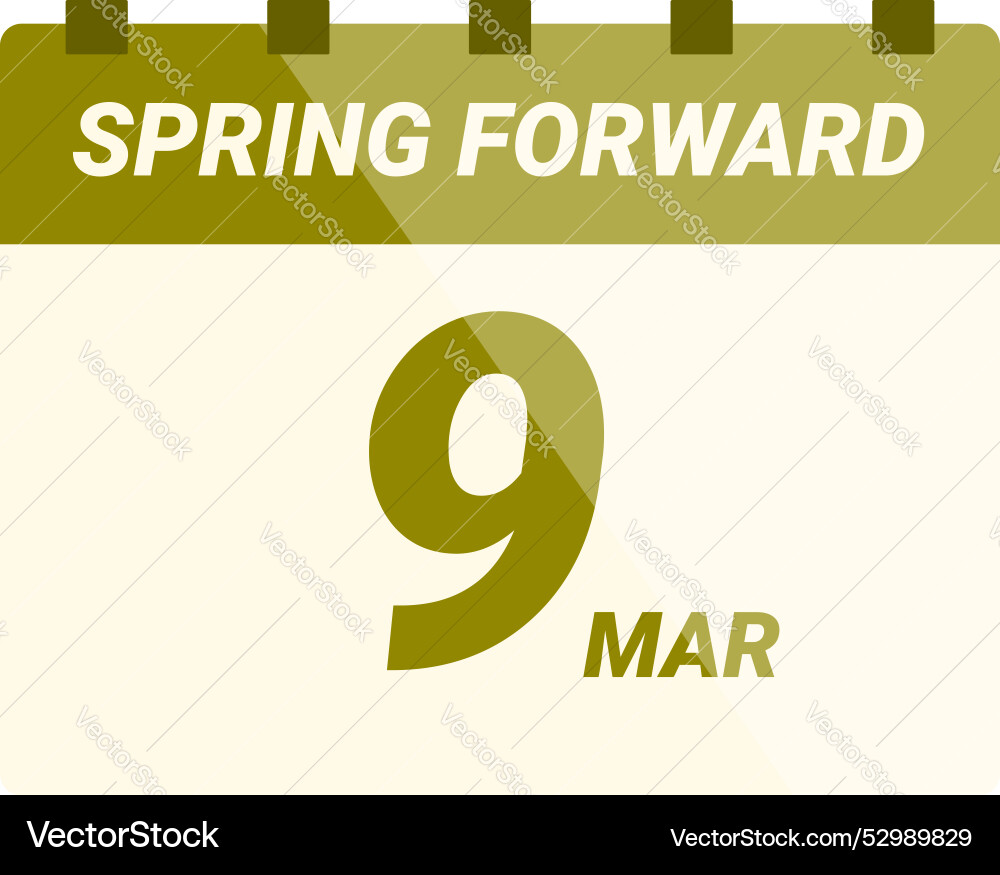 Calendar showing spring forward date march 9th Vector Image