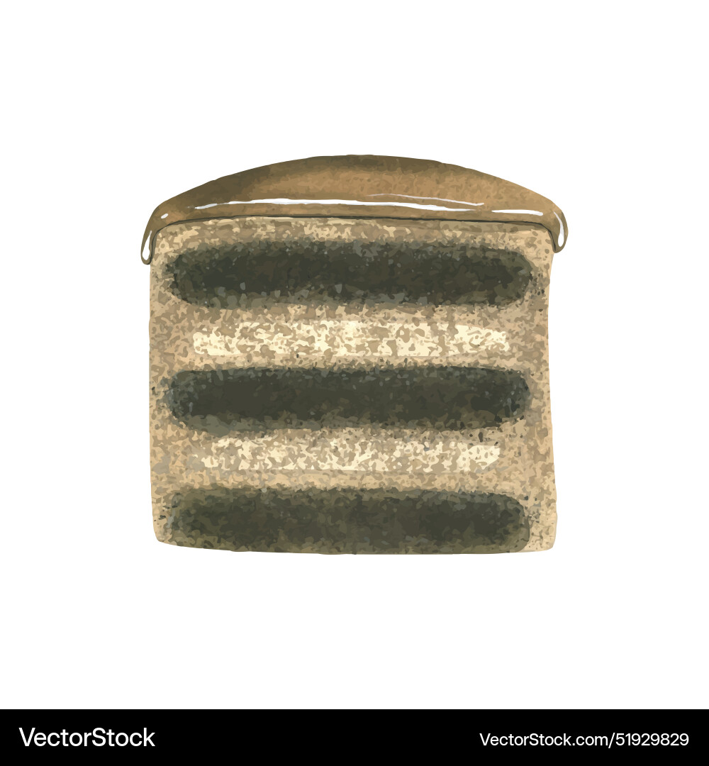 Chocolate cake cut with icing watercolor Vector Image