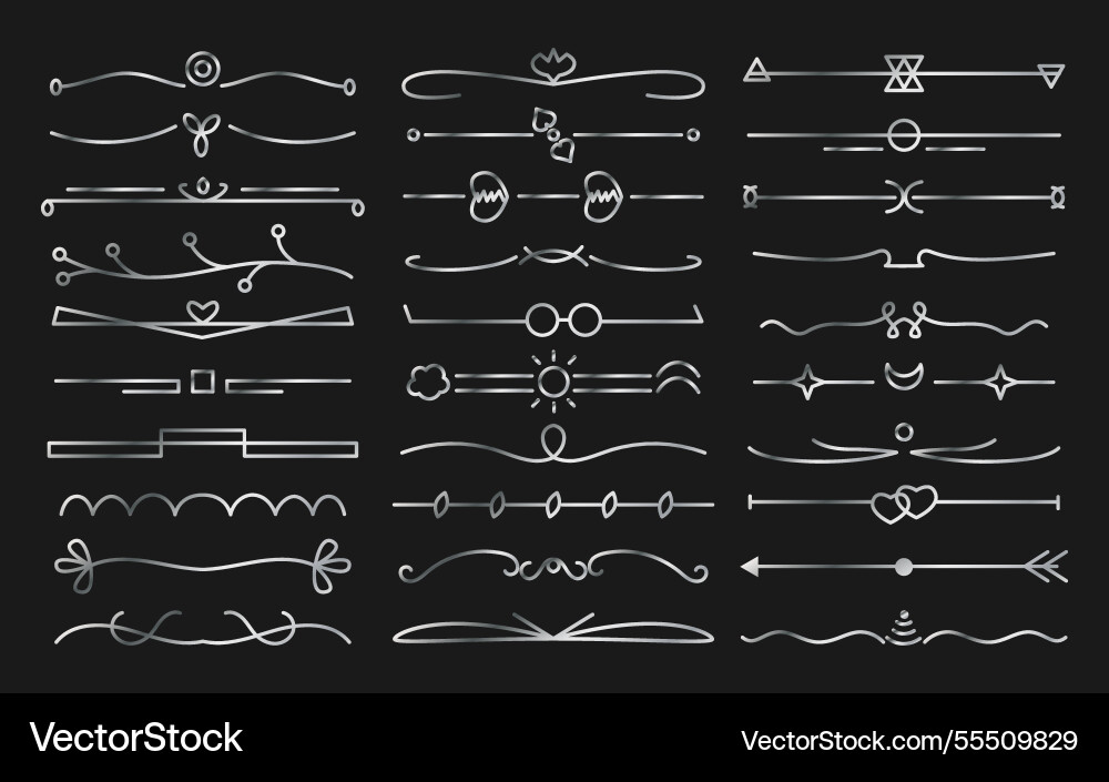 Dark monochrome silver gradient divider with thin Vector Image