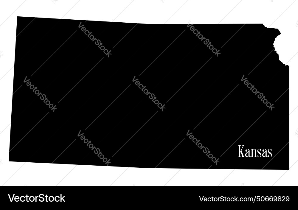 Kansas state silhouette map Royalty Free Vector Image