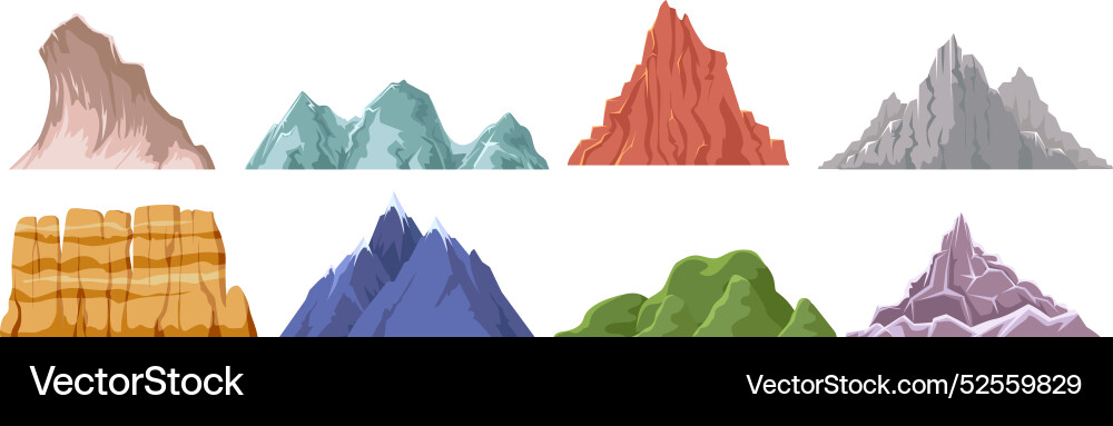 Mountain peak set Royalty Free Vector Image - VectorStock