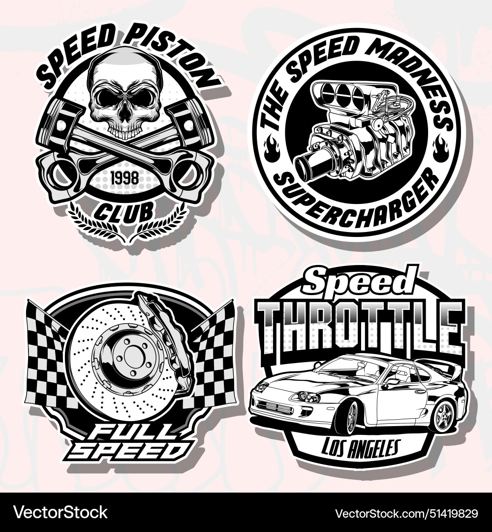 Racing car logo badge 3 Royalty Free Vector Image