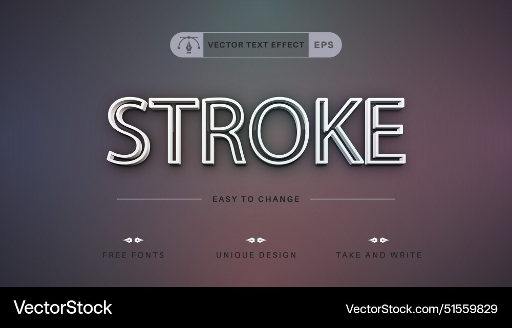 White stroke - editable text effect font style Vector Image