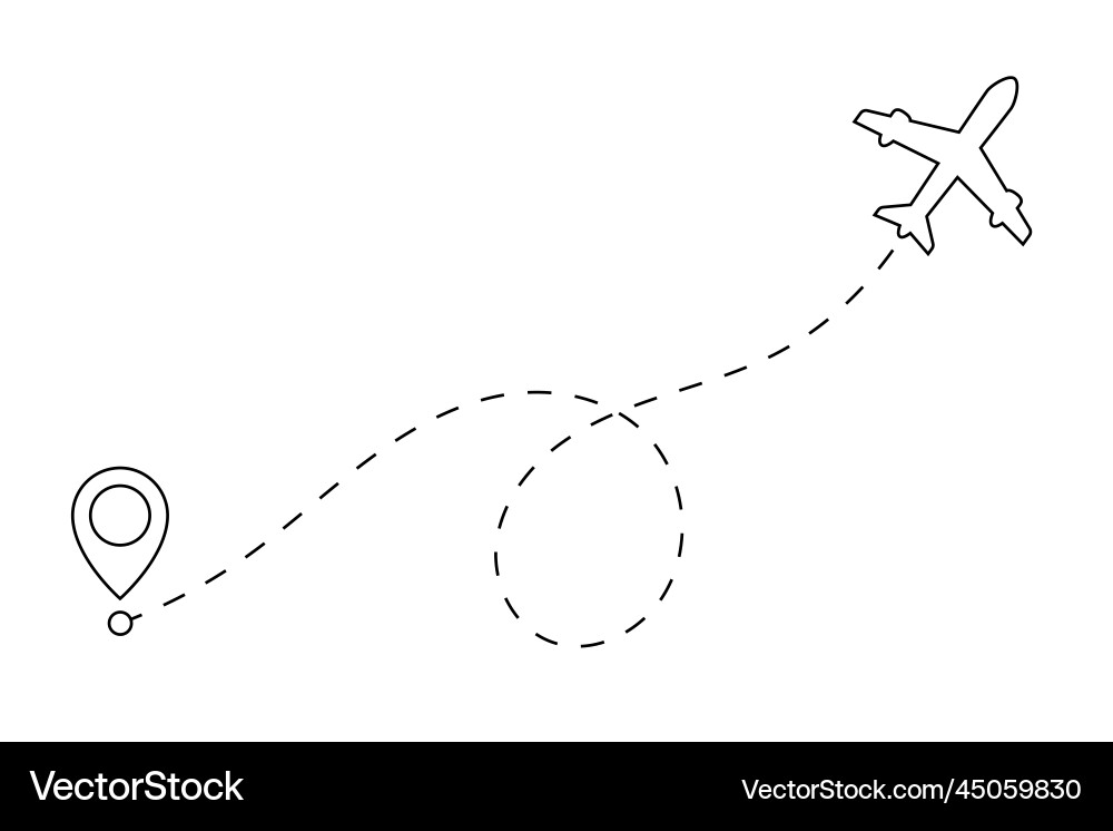 Aircraft route and starting point Royalty Free Vector Image