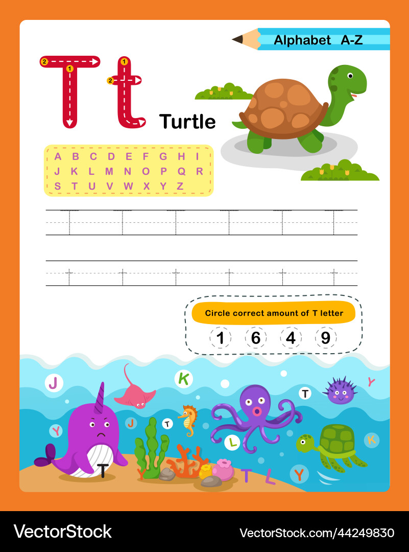 Alphabet Turtle - Learning Exercise Royalty Free Vector
