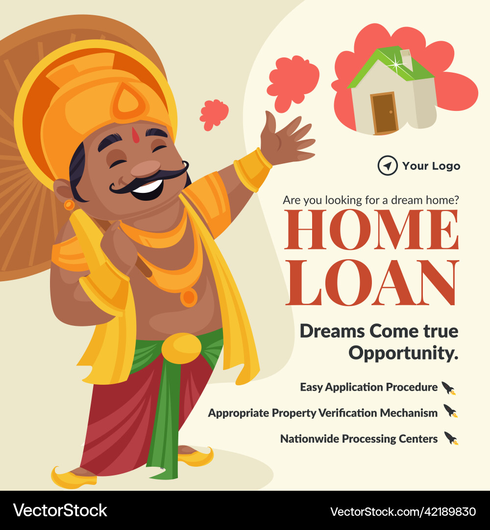 Banner design of home loan Royalty Free Vector Image