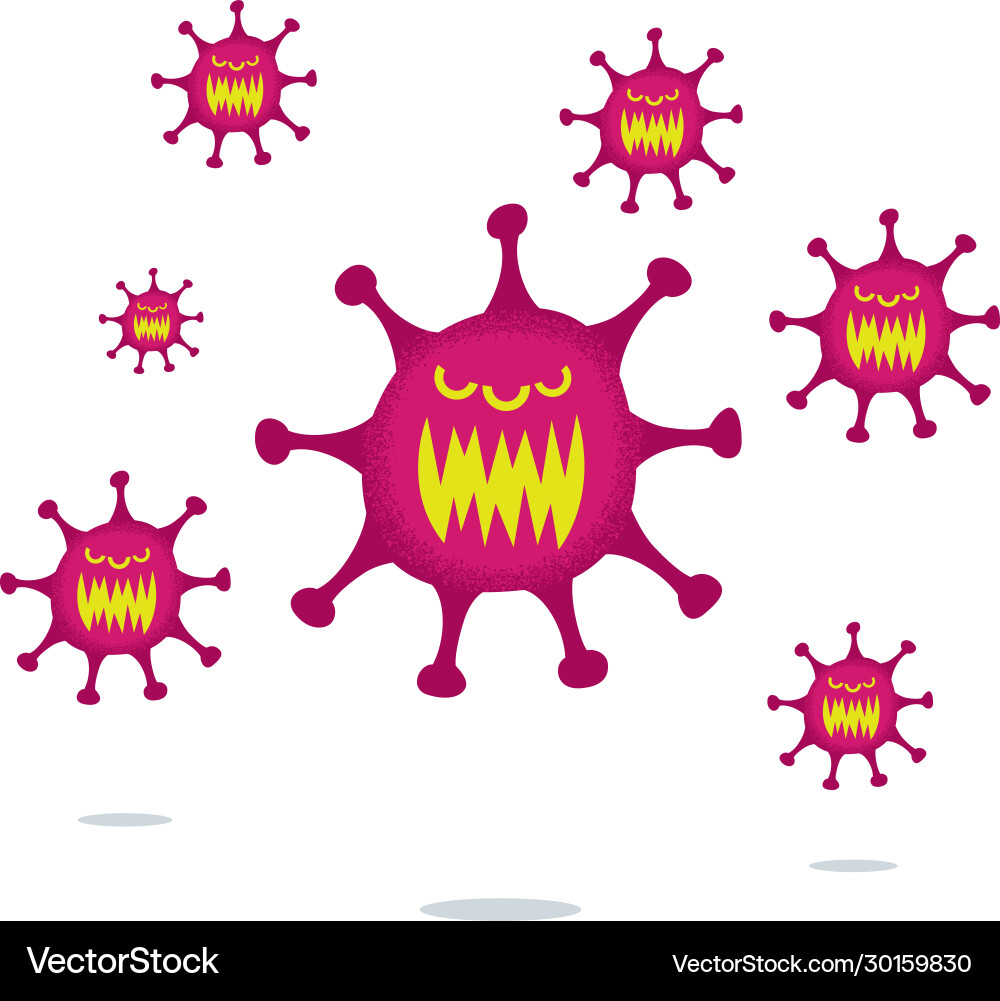 Cartoon virus on white Royalty Free Vector Image