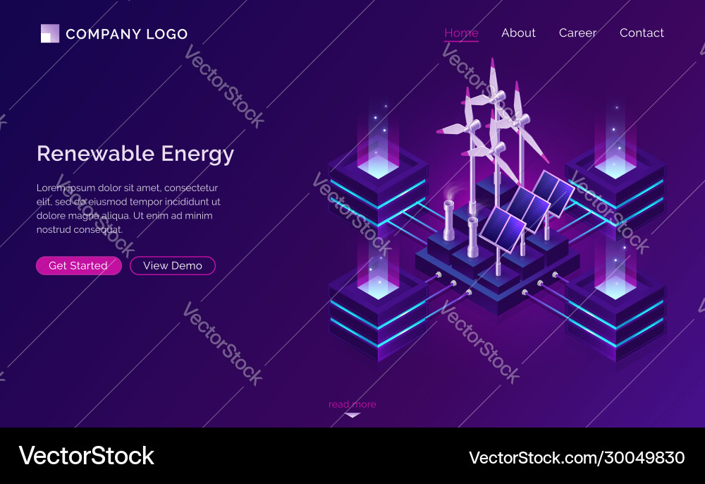 Clean energy modern power engineering web banner Vector Image