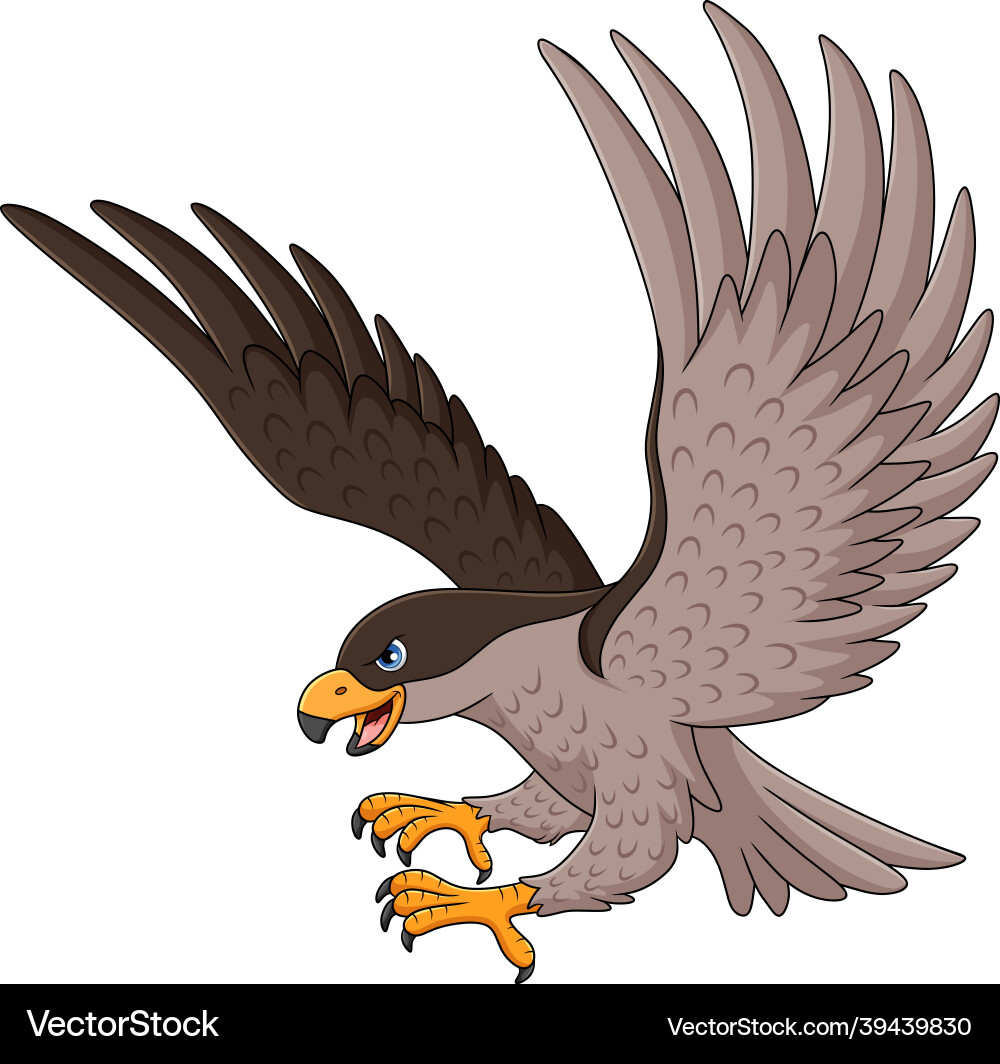Flying hawk cartoon Royalty Free Vector Image - VectorStock