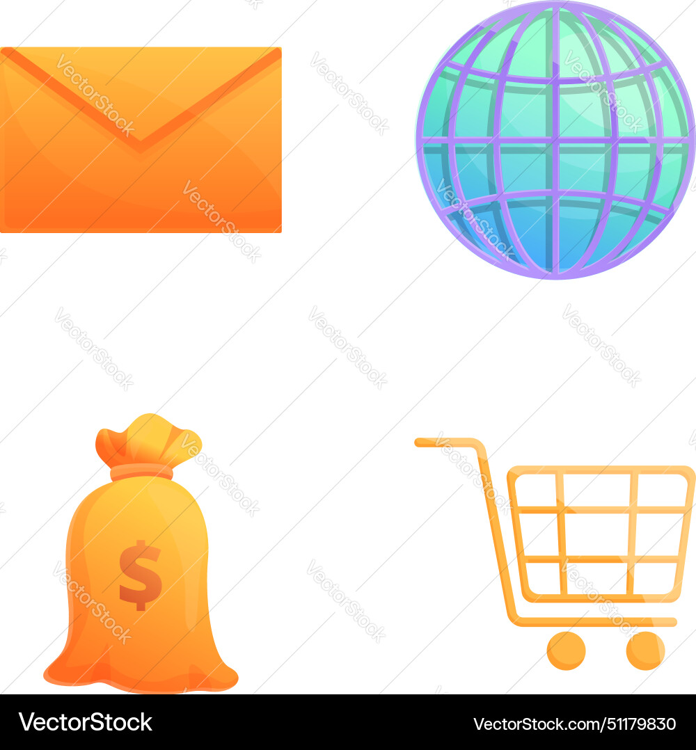 Internet marketing icons set cartoon Royalty Free Vector