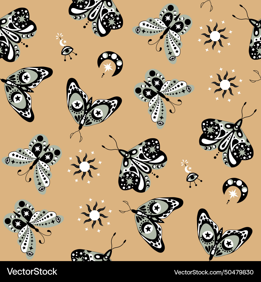 Mystic seamless pattern Royalty Free Vector Image