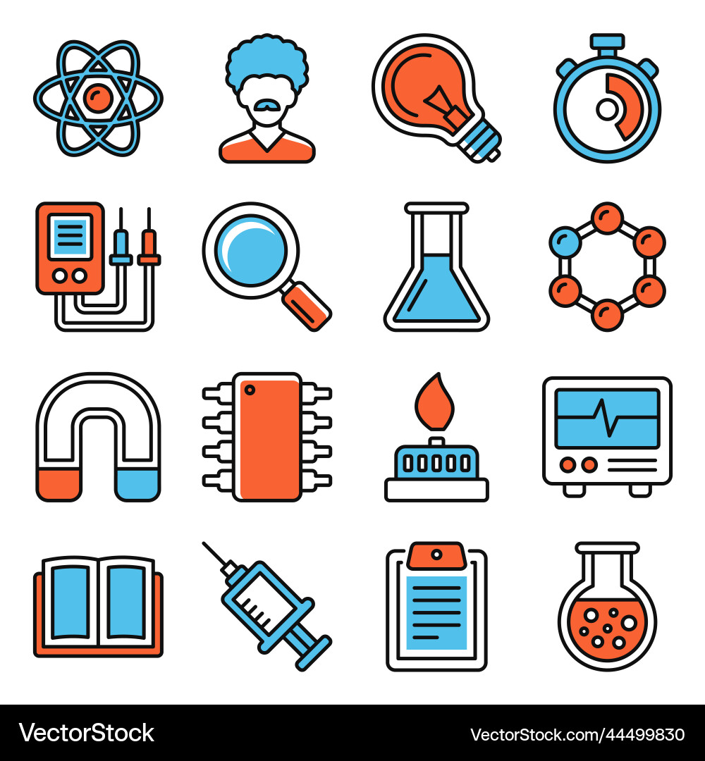 Science icons set on white background Royalty Free Vector
