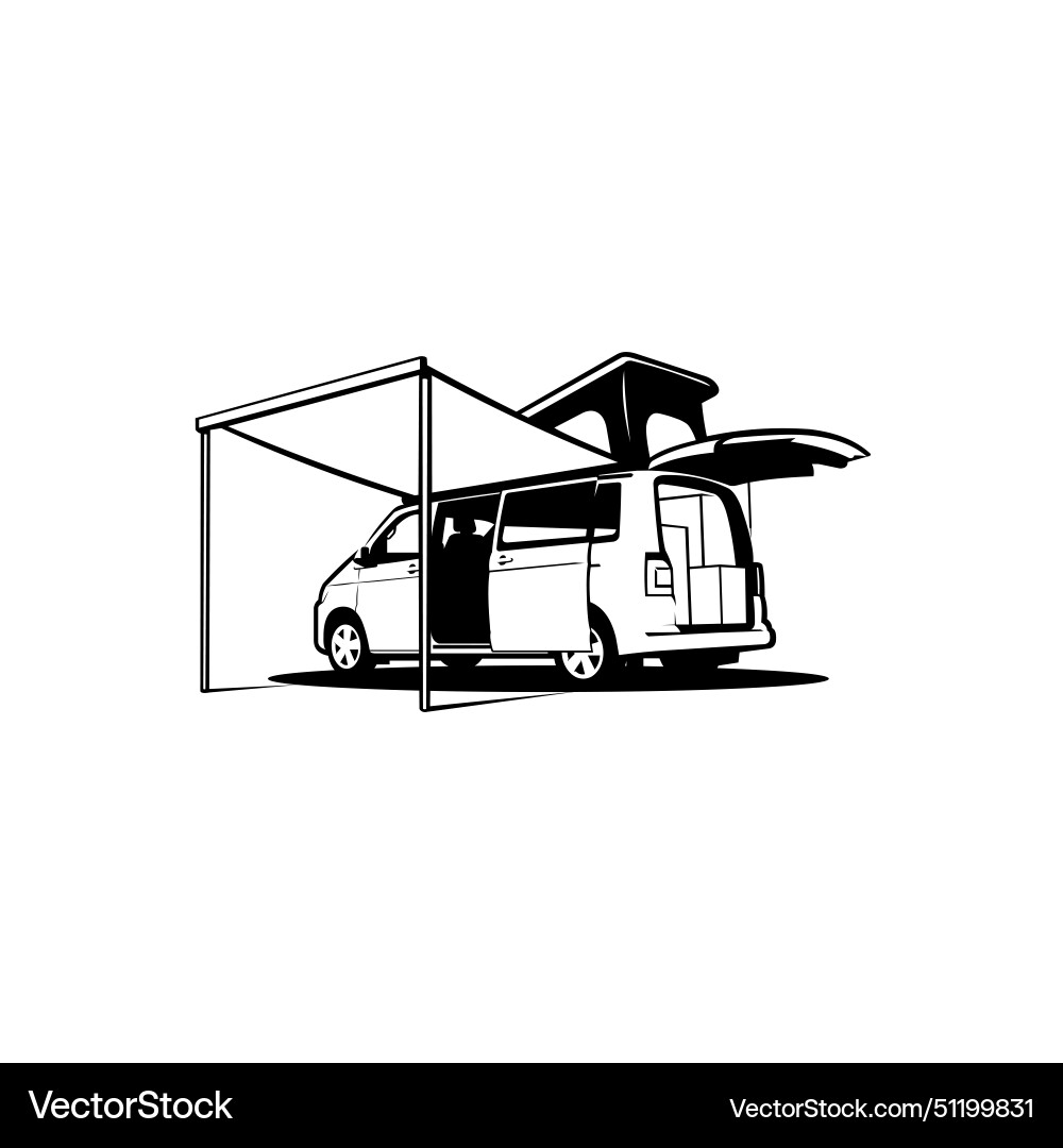 Campervan motorhome caravan rv monochrome Vector Image