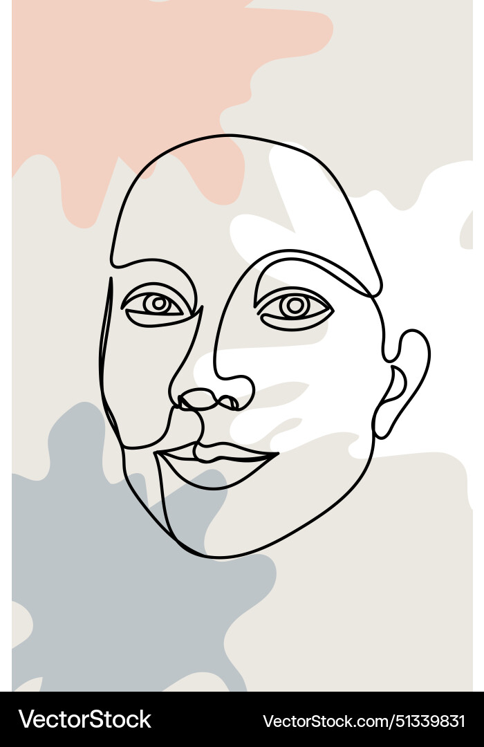 Card or poster with one single line drawing Vector Image