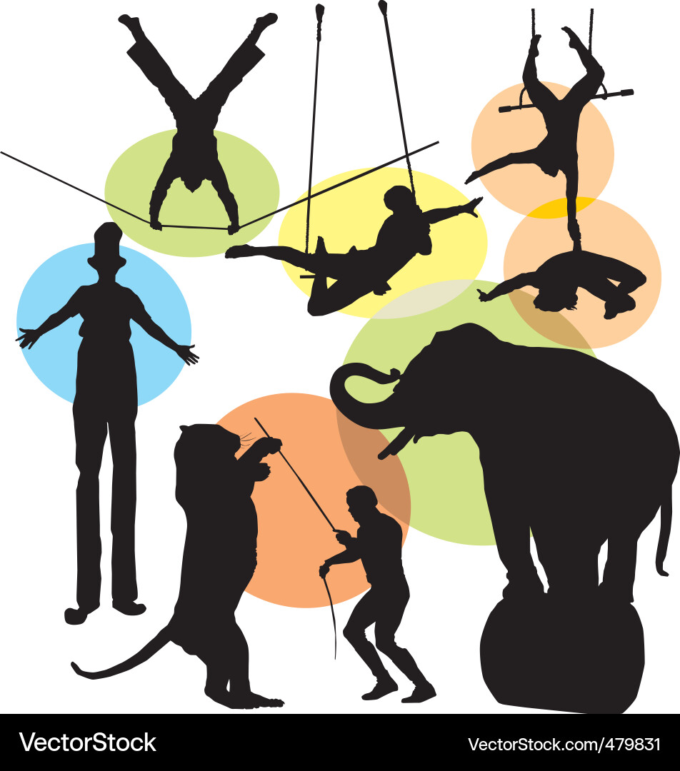 Circus Silhouettes - Performance Art Royalty Free Vector