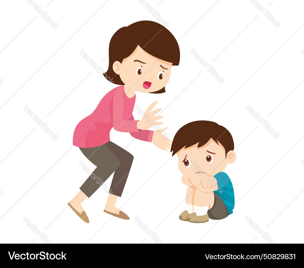 Comforting sad children with parent 3 Royalty Free Vector