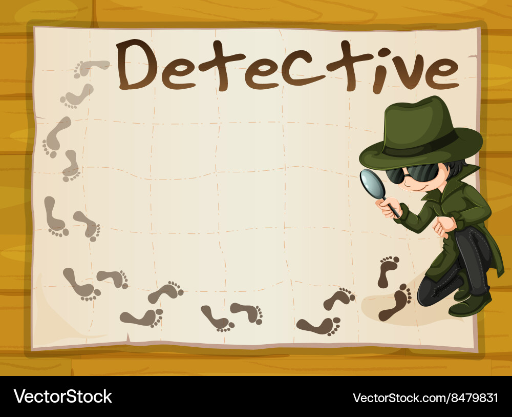 Detective with Footprints - Spy Theme Royalty Free Vector