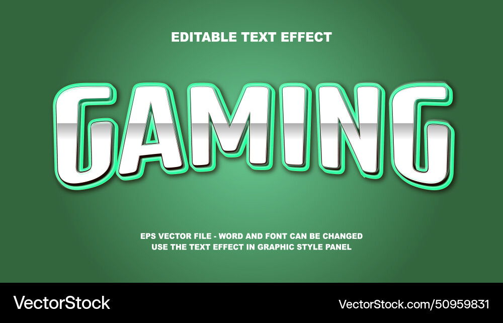 Editable text effect gaming 3d template Royalty Free Vector