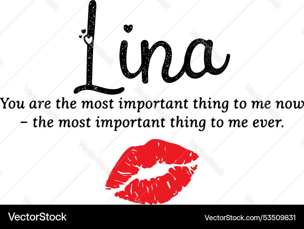 Lina name with lip Royalty Free Vector Image - VectorStock