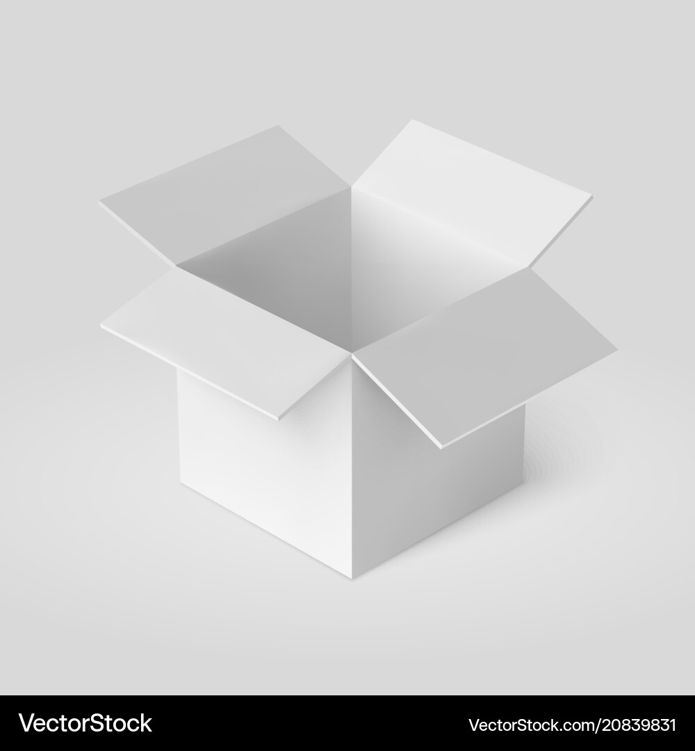 Open box template isolated on white Royalty Free Vector